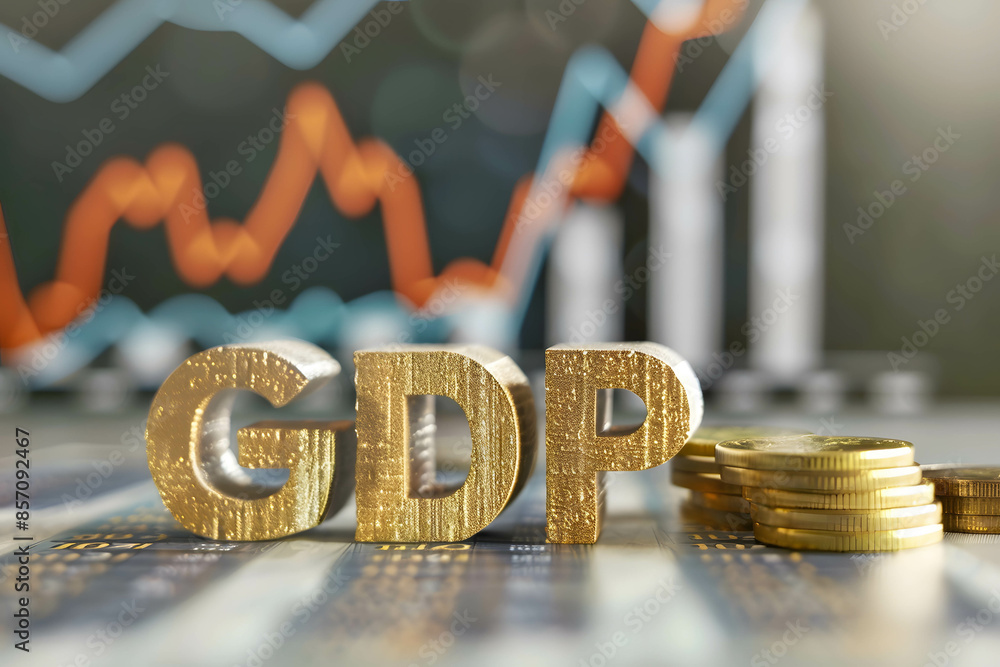 Growth in gross domestic product or GDP concept, word “GDP” and growth ...