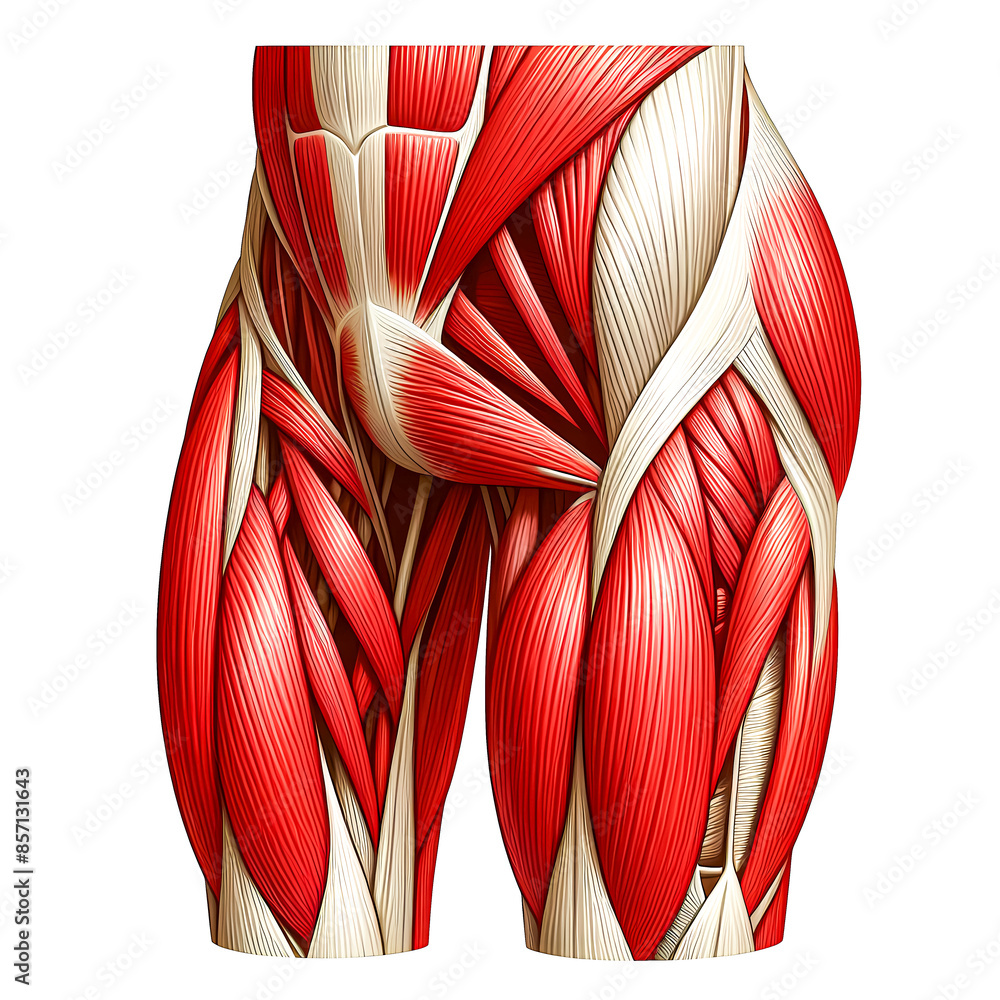 Vector anatomy illustration showing the muscle structure of the female ...