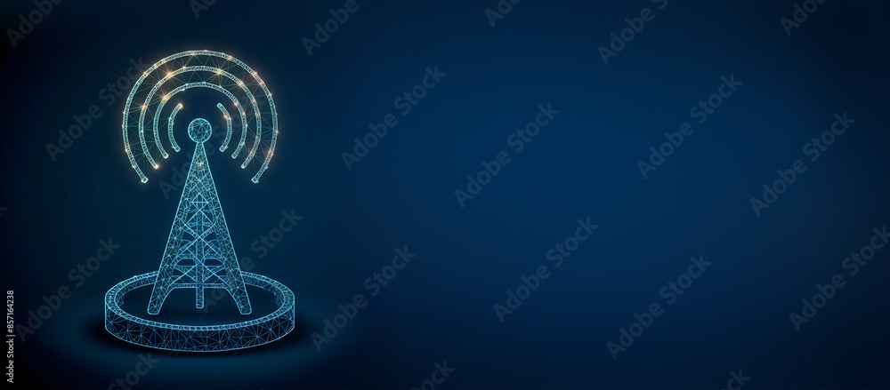 Antenna transmission communication tower ,5G mobile data towers, Radio signals waves and light ...
