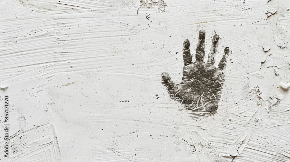 Handprint on textured white surface, showing detail and contrast Stock ...