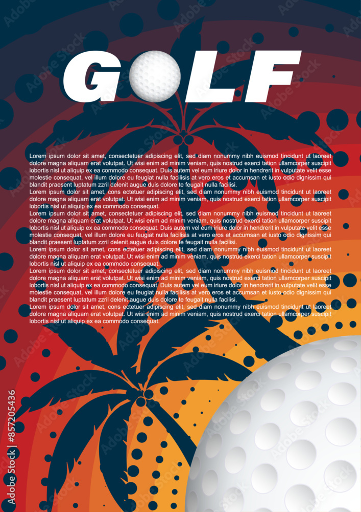 Golf outing template design with golf ball, vector illustration Stock ...