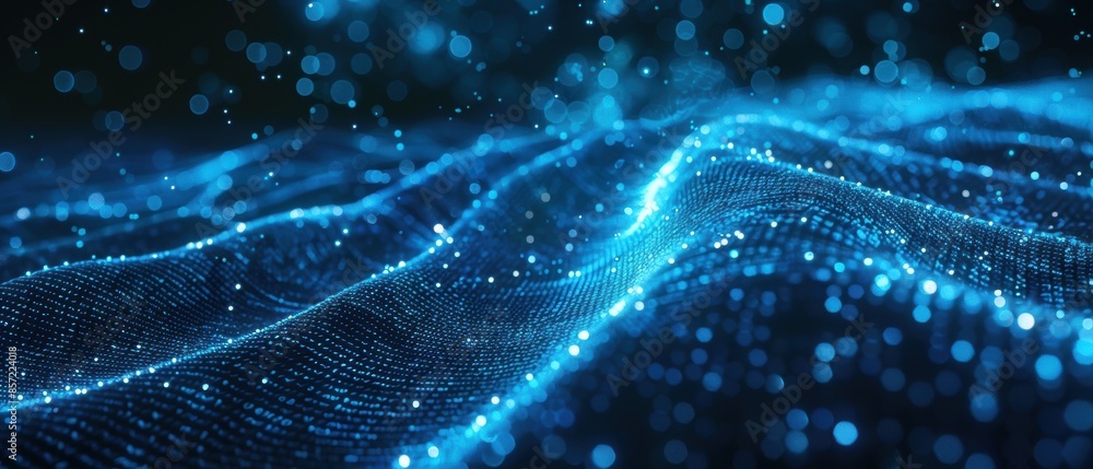 Abstract Digital Wave With Binary Code Patterns Symbolizing Data Flow And Cyber Technology