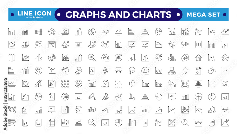 Growing bar graph icon set. Business graphs and charts icons ...