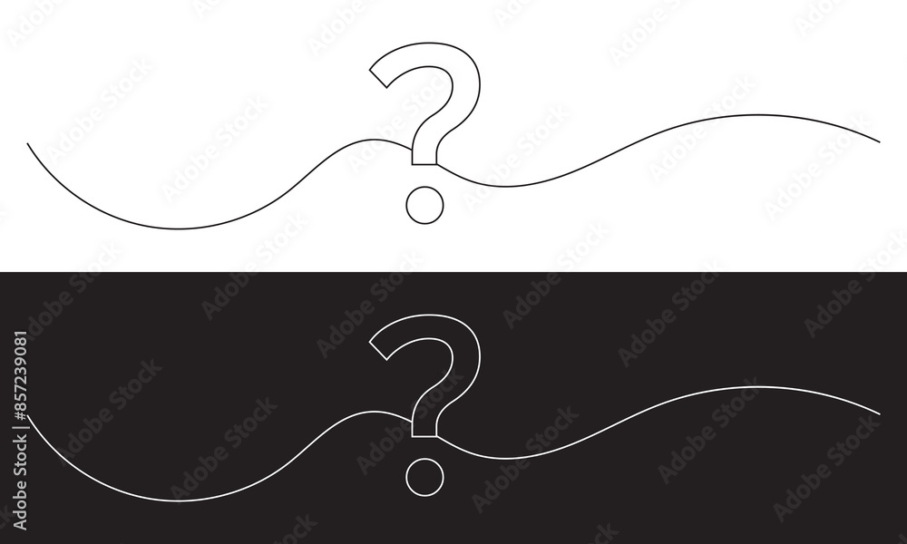 Question mark linear background. One continuous line drawing of ...