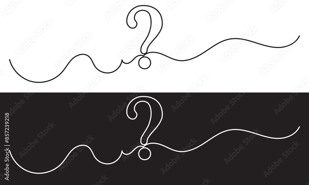 Question mark linear background. One continuous line drawing of ...