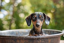 Dachshund Puppies Take A Bath Free Stock Photo - Public Domain Pictures