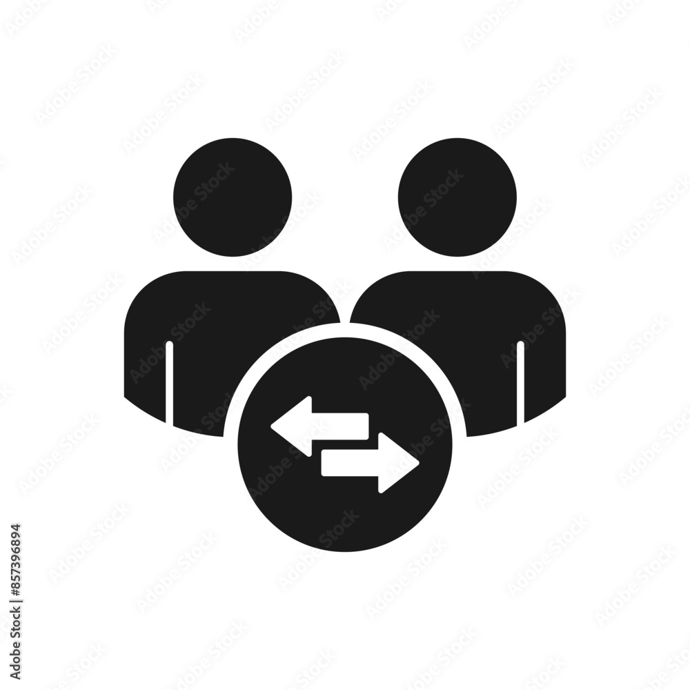 Personel change. Switch user, swap person icon flat style isolated on ...