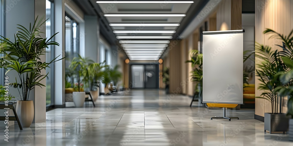 Rollup banner stands in office lobby ideal for advertising to employees ...