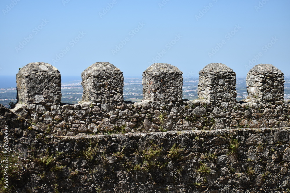 Moorish Castle or Castle of the Moors in Sintra Portugal. It is a ...