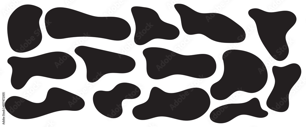Random blob shapes. Organic blobs set. Rounded abstract organic shapes collection. Shapes of ...