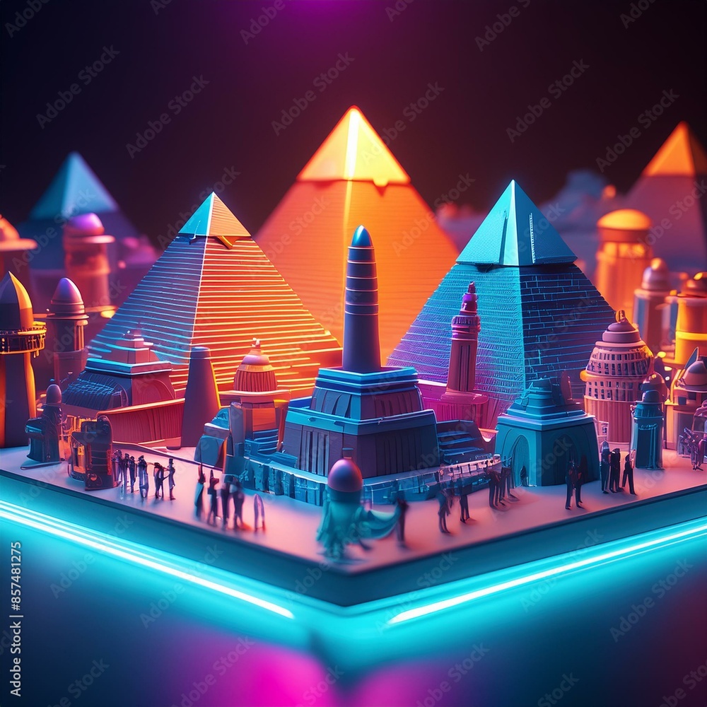 Ancient Egypt - A bustling scene in ancient Egypt with pyramids ...