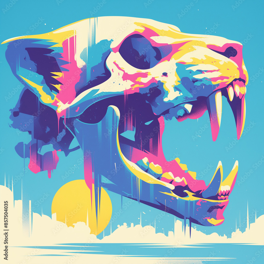 Human skull badge emblem for t-shirt design. Creative poster design ...