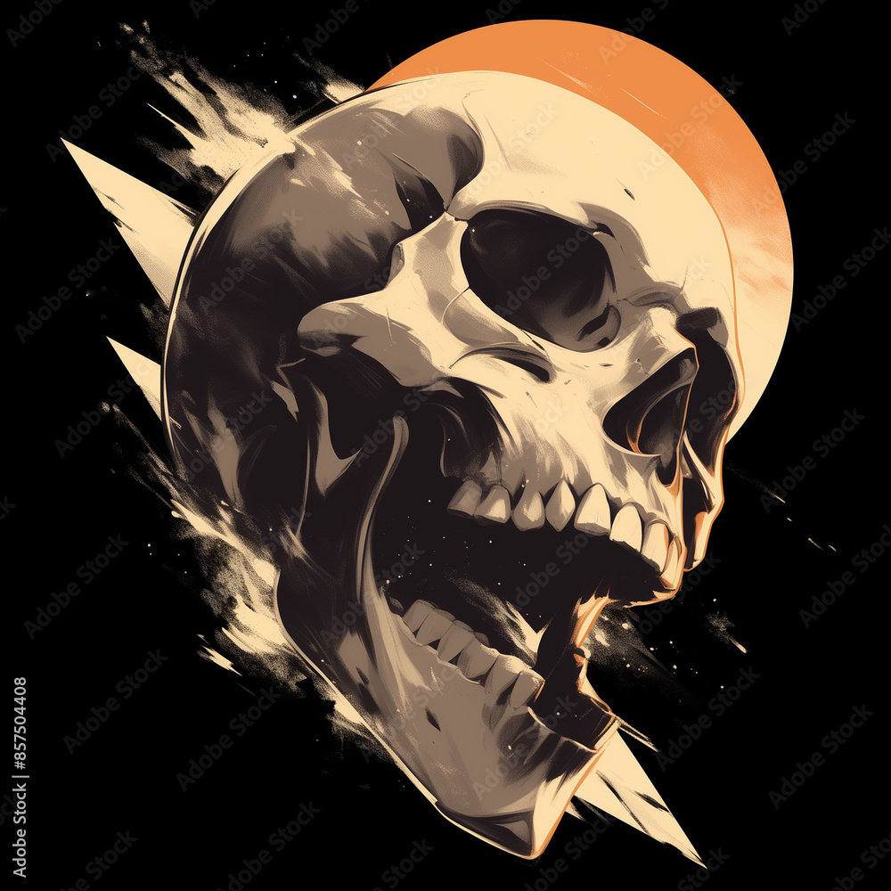 Human skull badge emblem for t-shirt design. Creative poster design ...