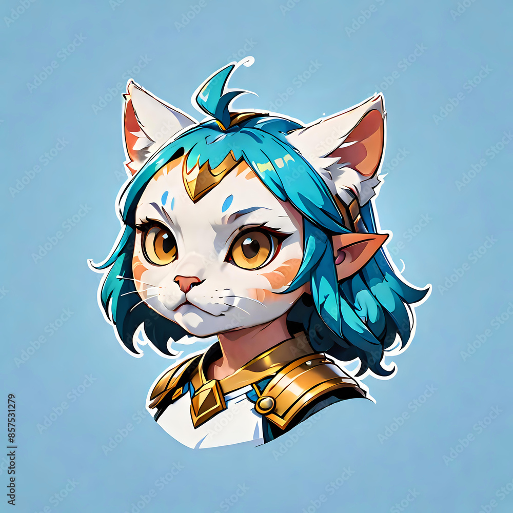 Celestial Guardian Cat: Isolated Illustration of a Warrior Feline. This ...