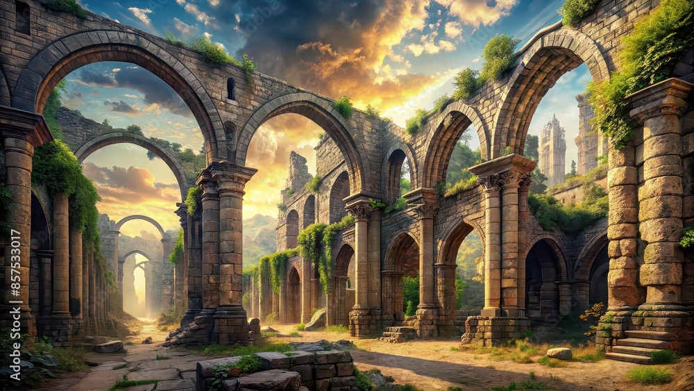 Ruined arches of an ancient fantasy city , fantasy, ruins, ancient ...