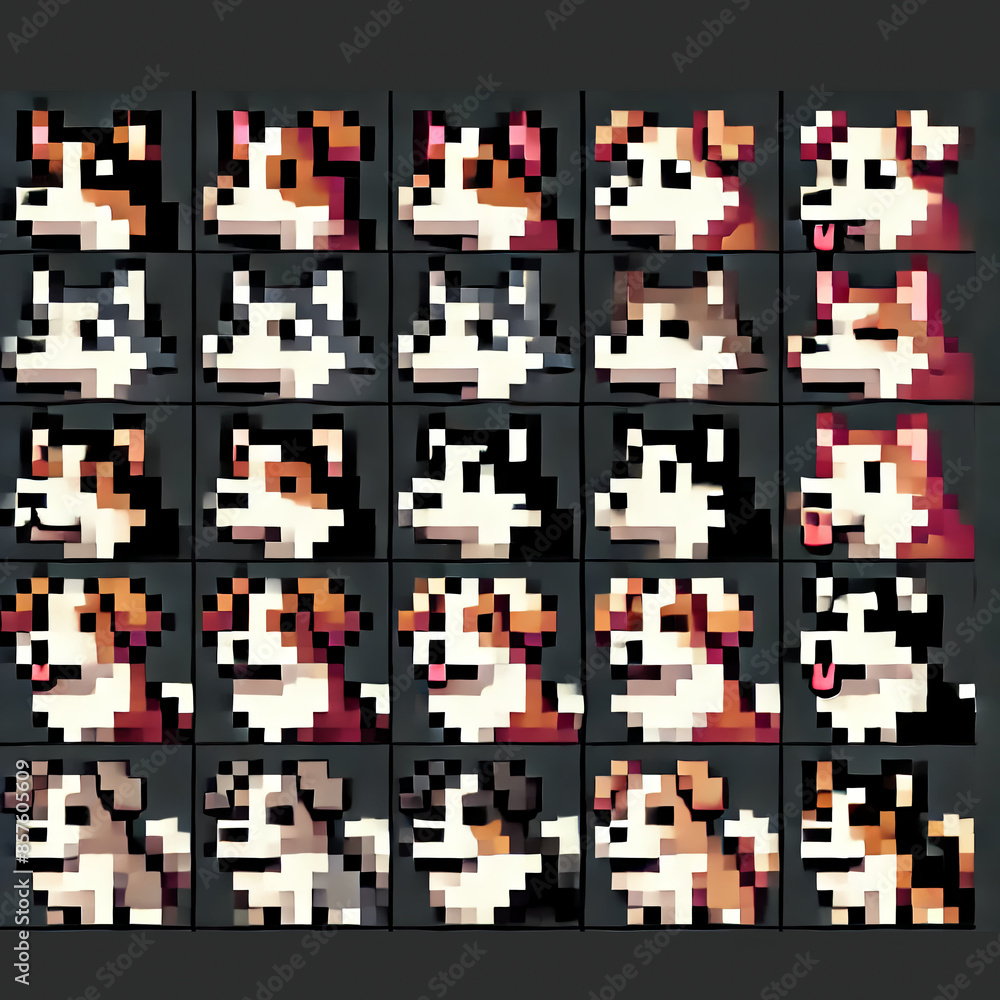 Pixel Art Dog Character Sprite Sheet Stock Illustration | Adobe Stock