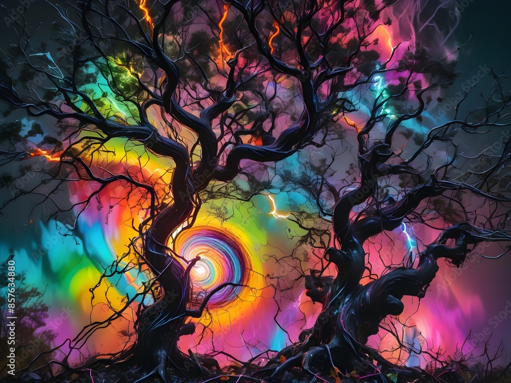 Witness the mesmerizing power of nature as an electrifying neon ...