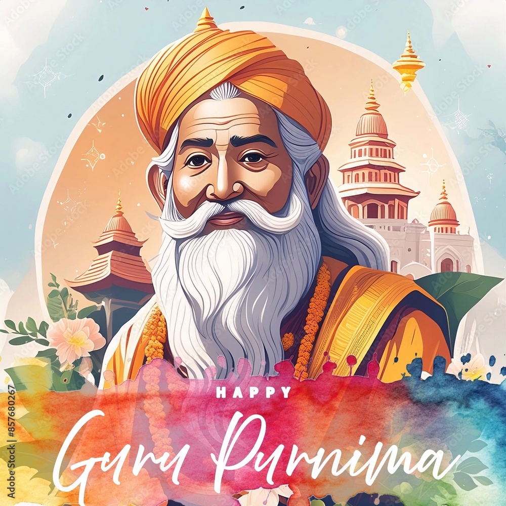 Guru Purnima Poster Design for Social Media Post, Template Banner etc ...