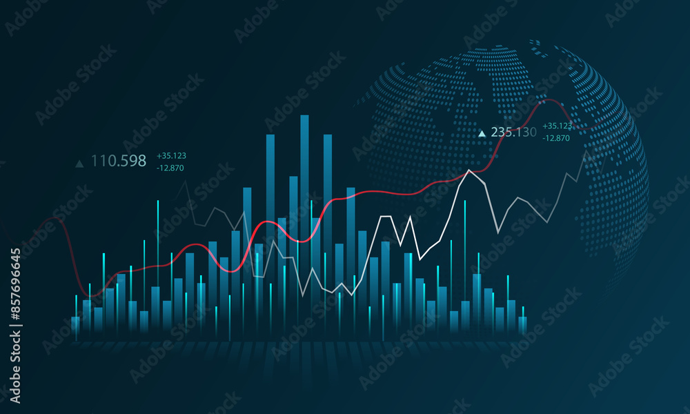 Technology background picture, data analysis chart, global financial ...