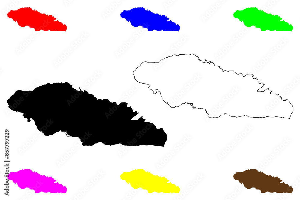 Upolu island (Samoa Islands Archipelago, Polynesia) map vector ...