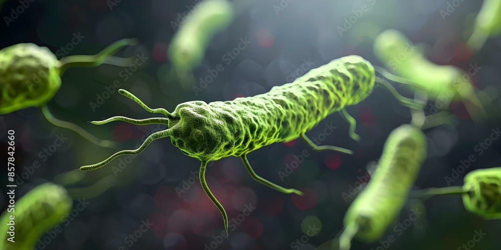 Ilustrace Helicobacter pylori bacteria cause stomach infections leading ...
