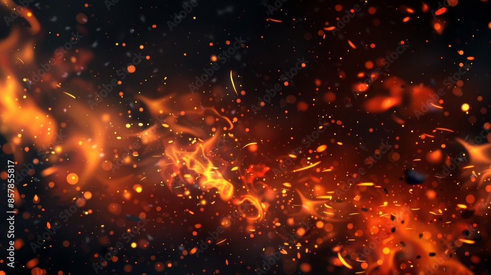 Fire with smoke and weld sparks on transparent background. Burning ...