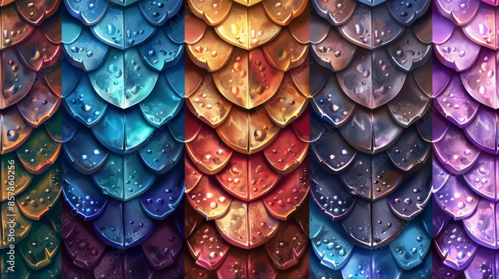 The dragon scale texture is a seamless pattern in blue, black, green ...