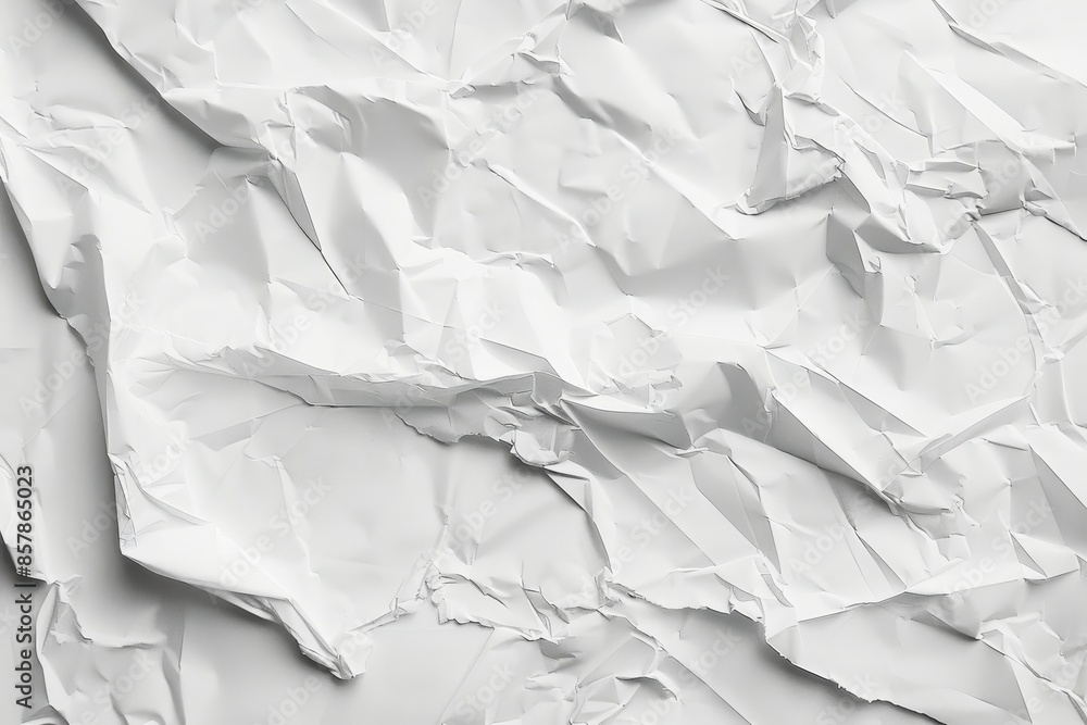 Blank glued creased paper mockup, crumpled white paper texture ...