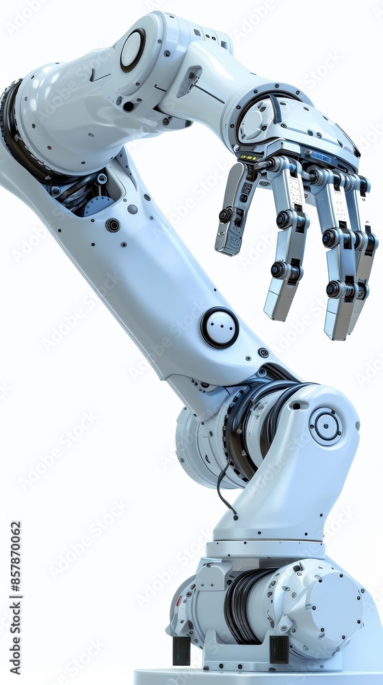Industrial robots optimizing manufacturing processes side view showing ...