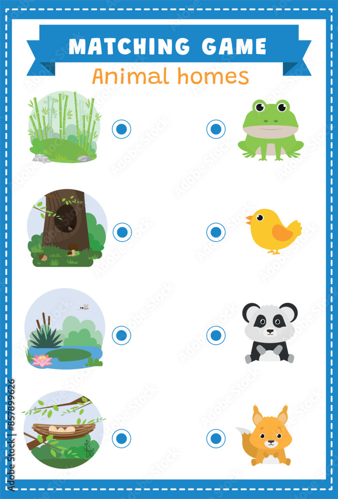 Image vectorielle Stock Animal homes. Where do these animals live? Find ...