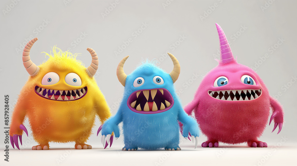 Colorful alien monsters with white background Stock Illustration ...