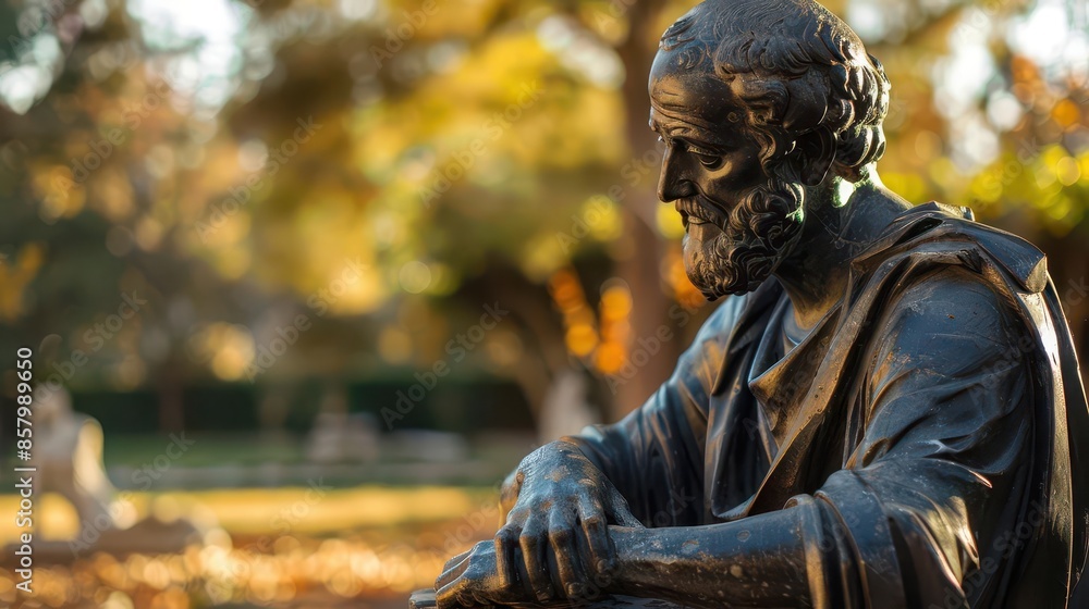 contemplative sculpture of aristotle renowned greek philosopher ...