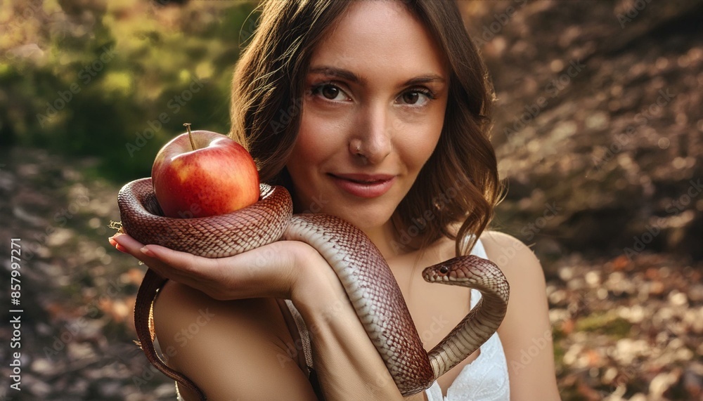 Bible Story: Genesis: First Sin: Woman Takes The Apple From The Snake ...