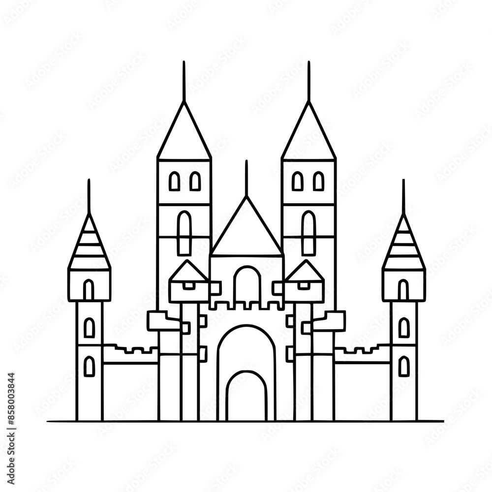 Princess palace, castle icon, castle, Castle png, Line Art Castle ...