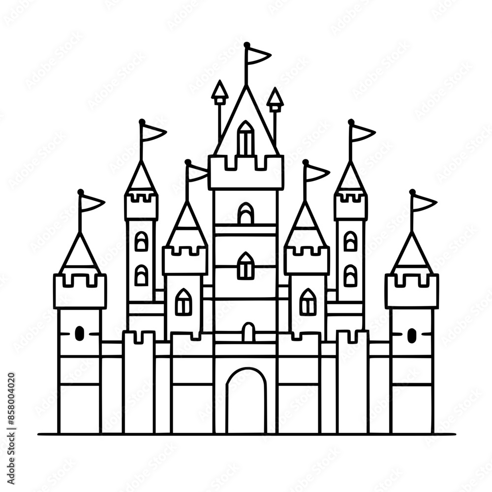 Princess palace, castle icon, castle, Castle png, Line Art Castle ...
