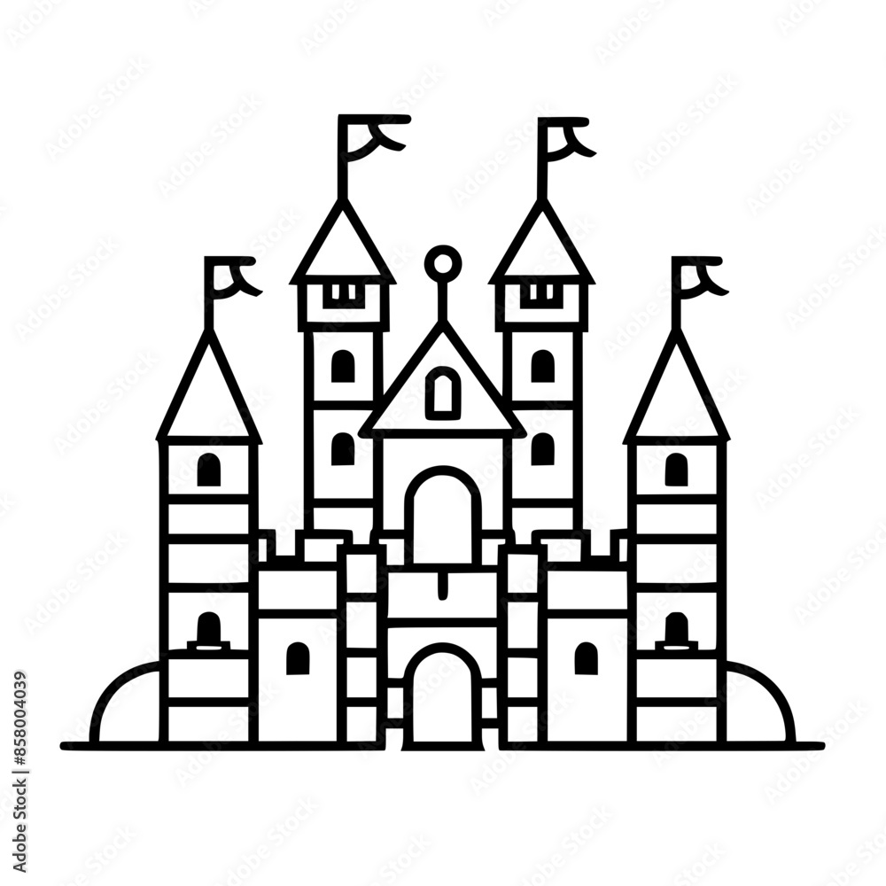 Стоковое векторное изображение «Princess palace, castle icon, castle ...