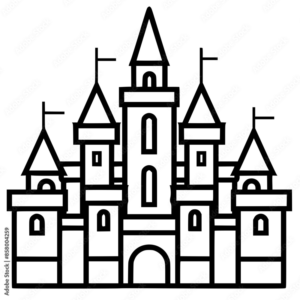 Стоковое векторное изображение «Princess palace, castle icon, castle ...
