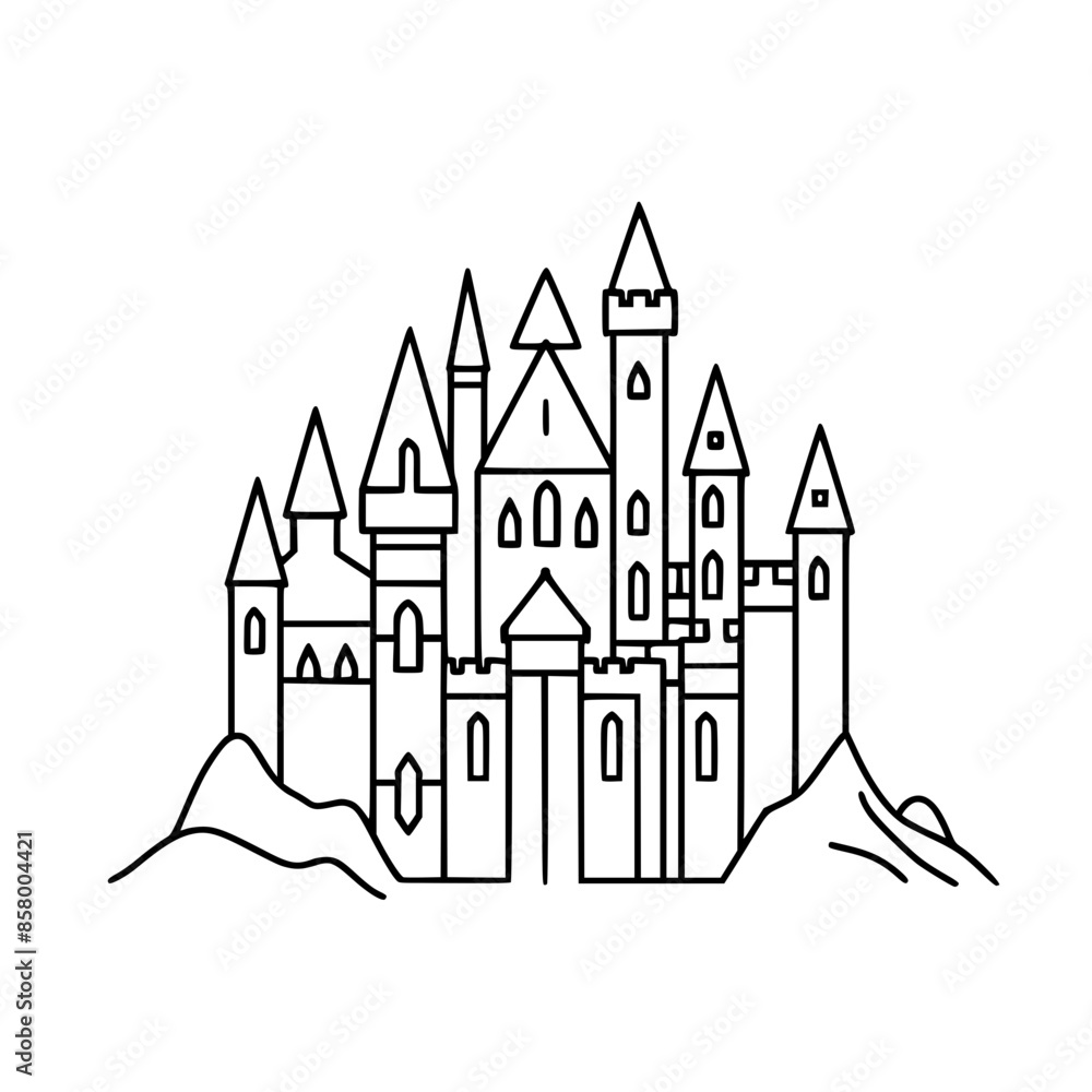 Princess palace, castle icon, castle, Castle png, Line Art Castle ...