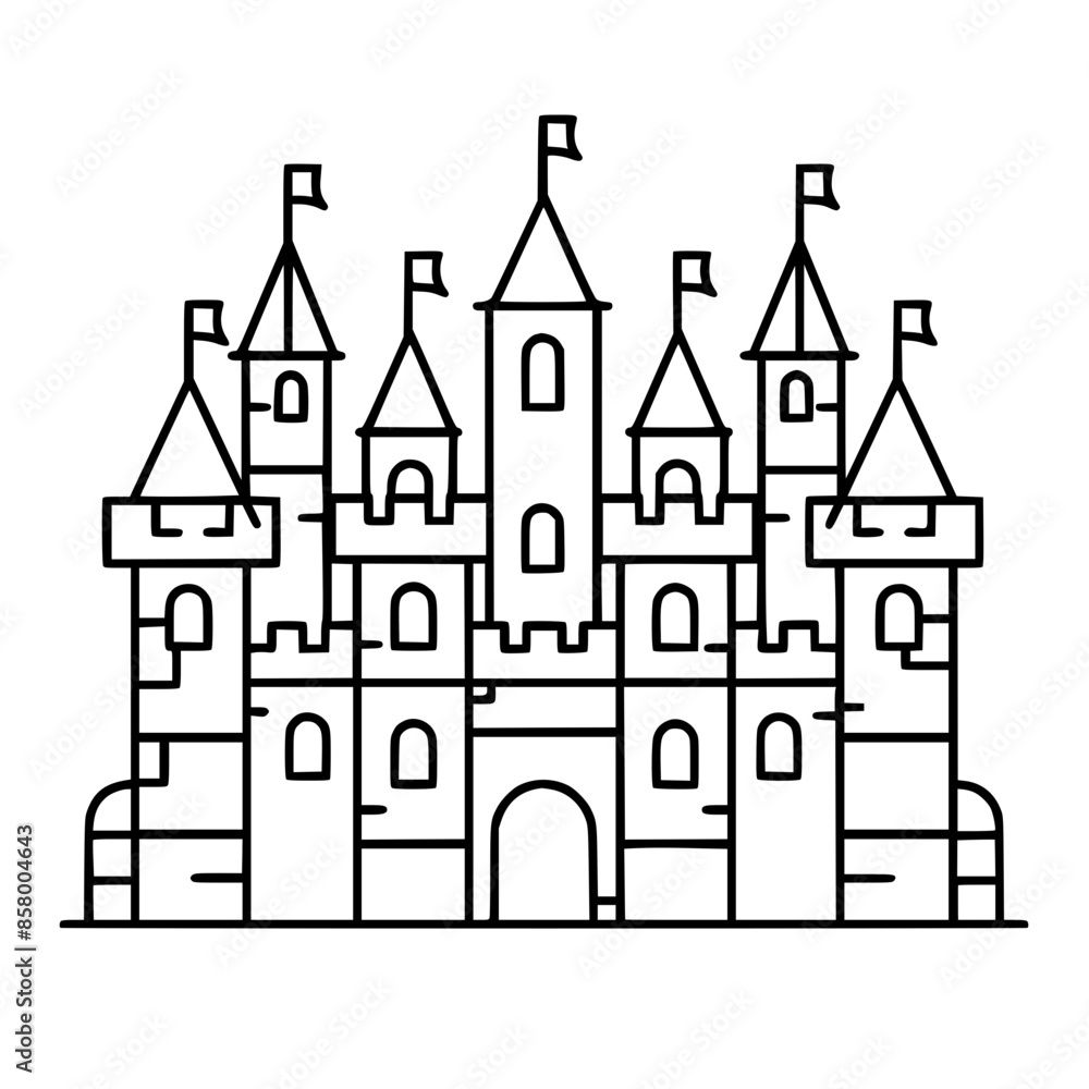 Princess palace, castle icon, castle, Castle png, Line Art Castle ...