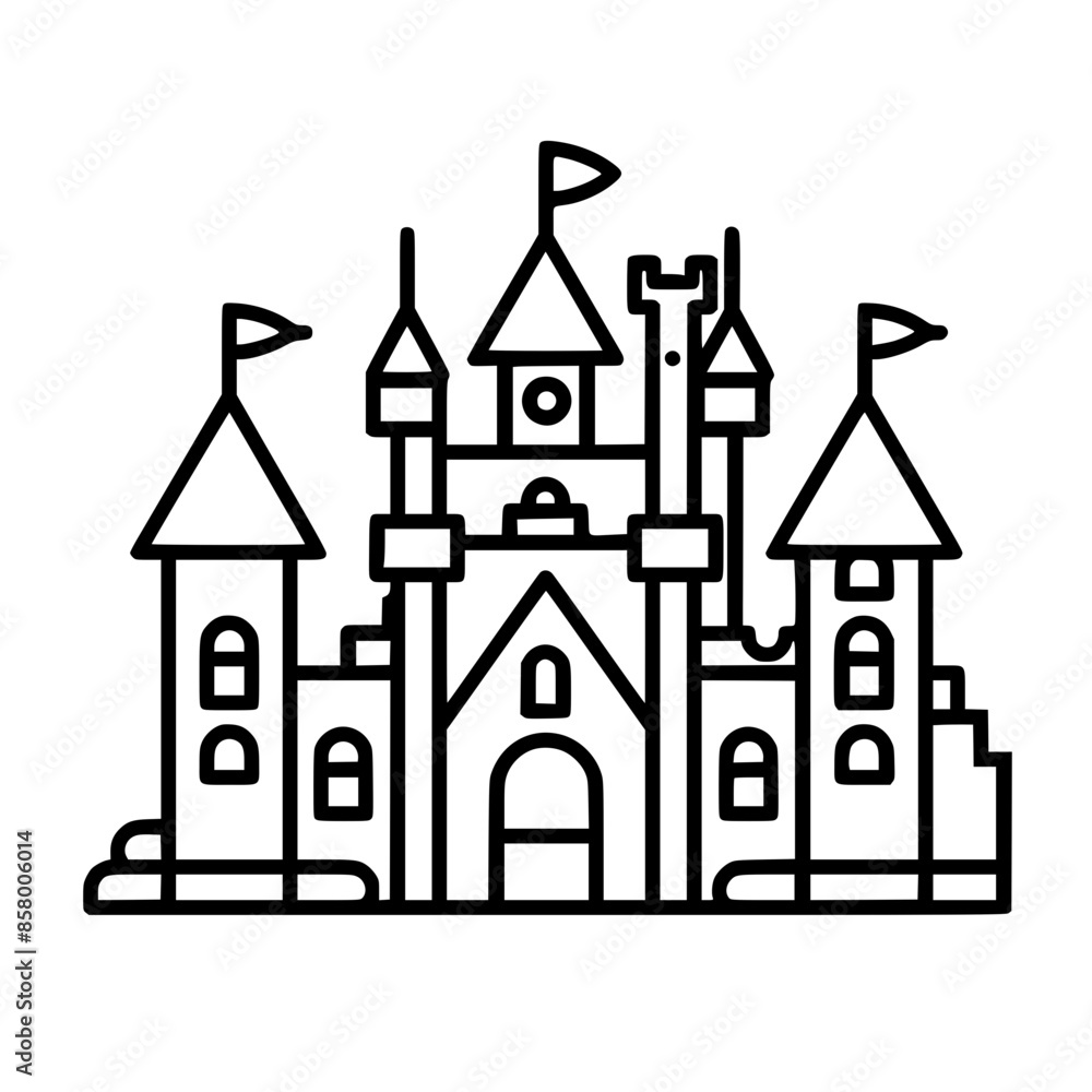 Princess palace, castle icon, castle, Castle png, Line Art Castle ...