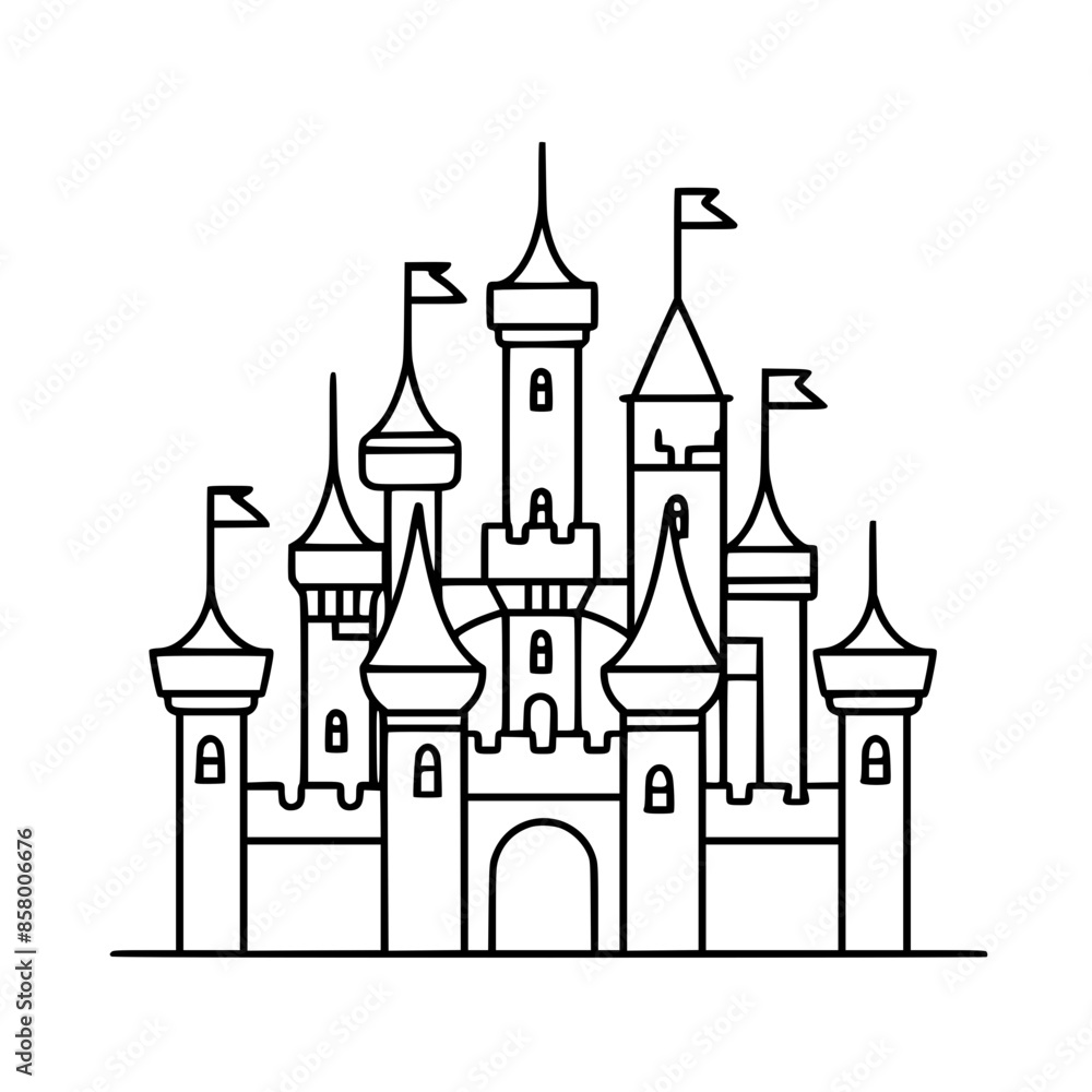Vektor Princess palace, castle icon, castle, Castle png, Line Art ...
