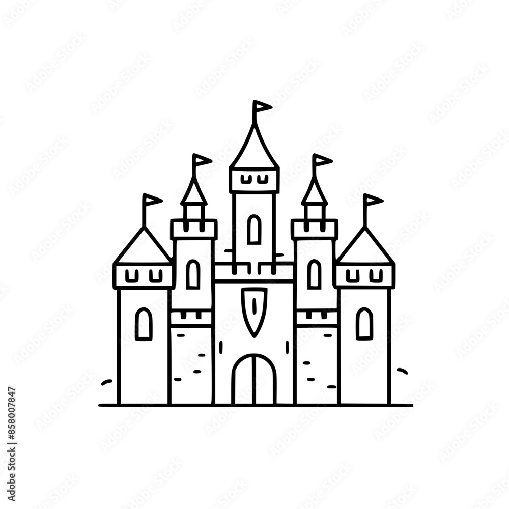 Princess palace, castle icon, castle, Castle png, Line Art Castle ...
