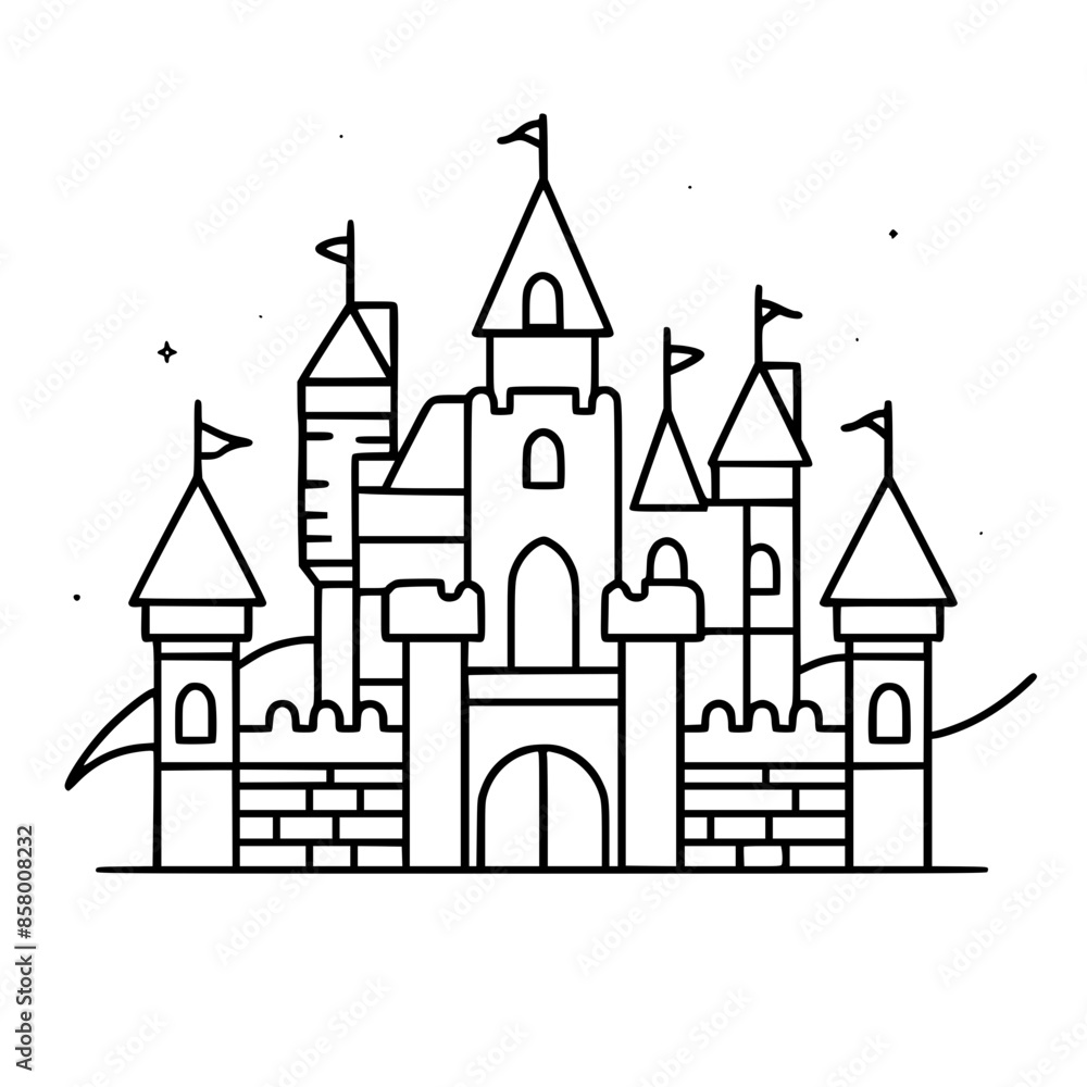 Princess palace, castle icon, castle, Castle png, Line Art Castle ...