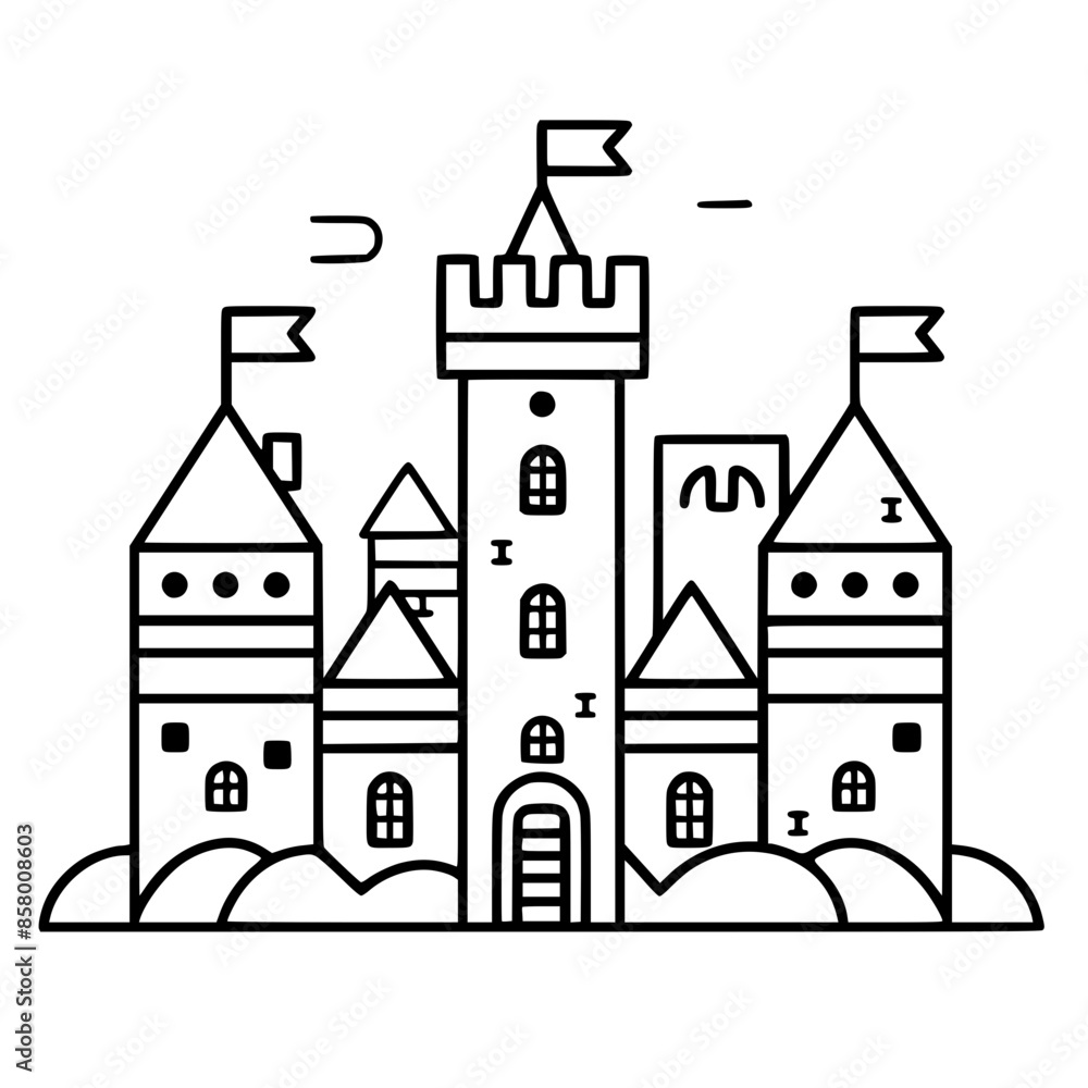 Princess palace, castle icon, castle, Castle png, Line Art Castle ...