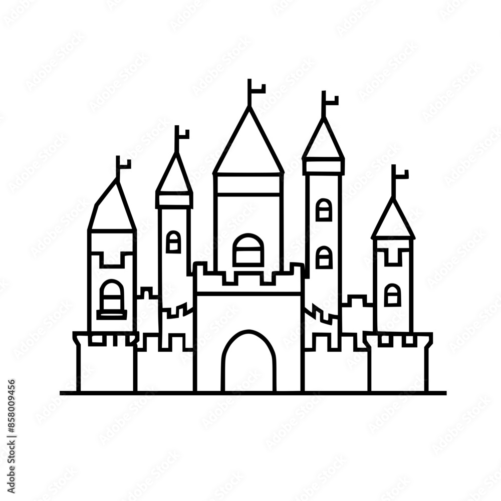 Princess palace, castle icon, castle, Castle png, Line Art Castle ...