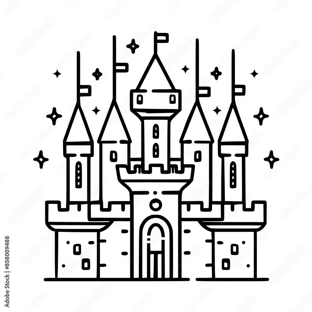Princess palace, castle icon, castle, Castle png, Line Art Castle ...