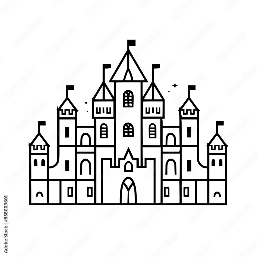 Princess palace, castle icon, castle, Castle png, Line Art Castle ...