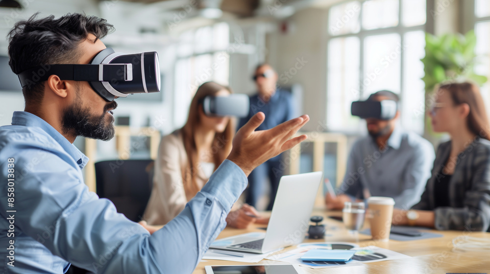 VR training session for employees in a corporate setting, VR training ...