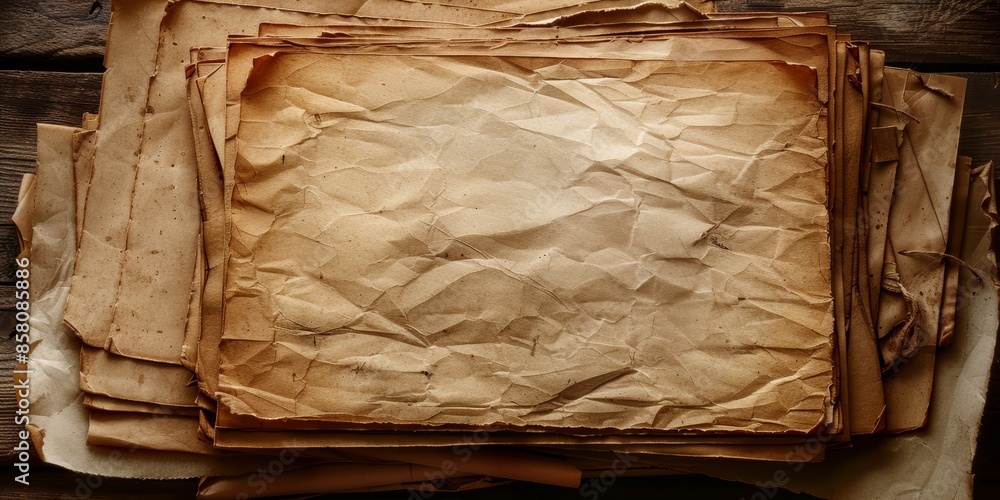 Sepia-toned old photos on antique backdrop, vintage aesthetic, worn ...