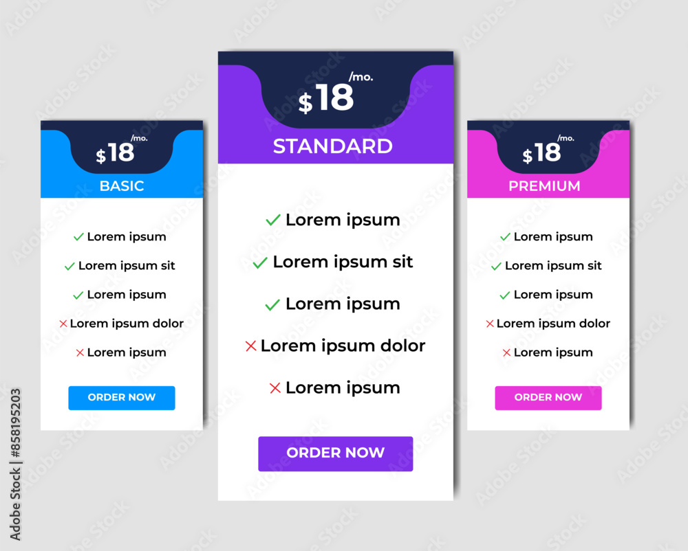 Corporate Pricing plans comparison table. Business product price chart ...